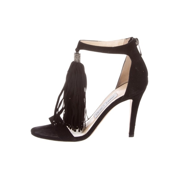 Jimmy Choo | Shoes | Jimmy Choo Viola Suede Crystal Tassel Heels Sandal ...